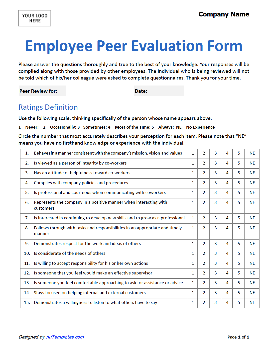 Peer Performance Review Template - prntbl.concejomunicipaldechinu.gov.co Peer Performance Review Template - prntbl.concejomunicipaldechinu.gov.co